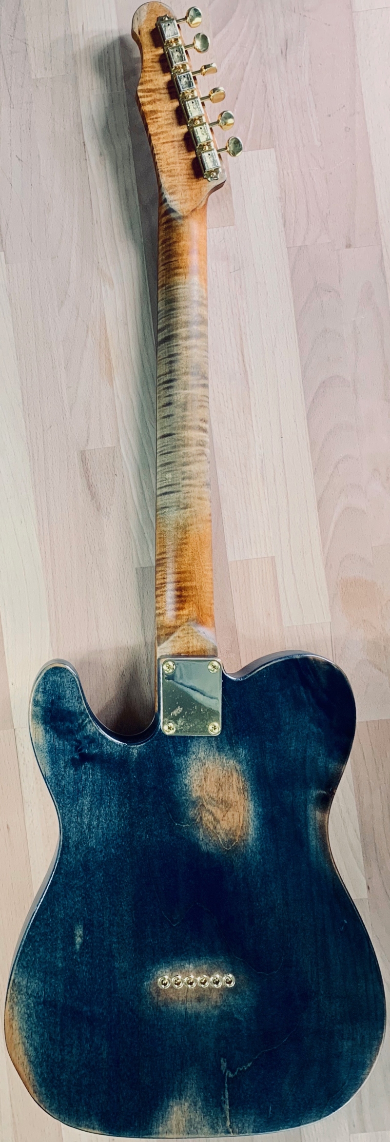 S71 Custom Shop Trans-Blue Denim Flame Relic Telecaster®, Handmade in ...