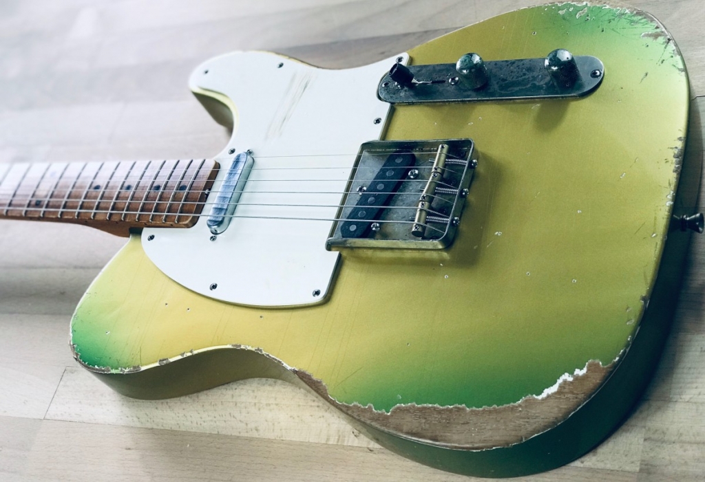 S71 Custom Shop MASTERBUILT « T » FADED GREENISH METALLIC AZTEC GOLD ...
